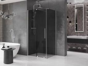 Mexen Velar, sprchový kout s posuvnými dveřmi 100 x 110 cm, 8mm šedé sklo, broušená ocel, 871-100-110-41-97