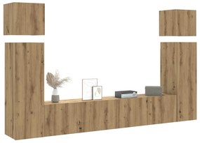 Sada 8 kusů nástěnné TV skříňka dub artisan kompozitní dřevo 3329010