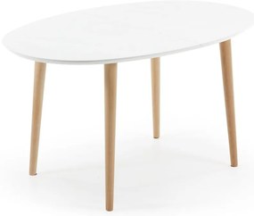 Bílý rozkládací jídelní stůl s bílou deskou 90x140 cm Oqui – Kave Home
