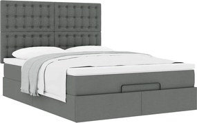 Osmanský rám postele s matrací tmavě šedá 140x190cm textil 3313321