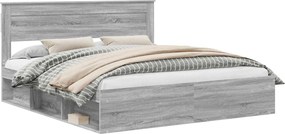 Rám postele Šedá Sonoma 200 x 200 cm Masivní borové dřevo 3409724