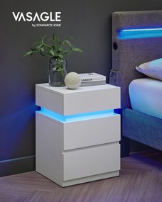 Noční stolek 2 kusy set, s LED osvětlením, 35×40×55 cm, oblačně bílý