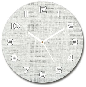 Wallmuralia Skleněné hodiny kulaté Lněné bílé plátno fi 30 cm