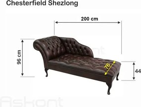 ASKONT Chesterfield Schezlong Kožené křeslo puncované hnědé