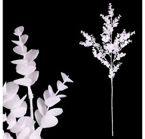 Eukalyptus větev - bílá barva s glitry SG6087-WH