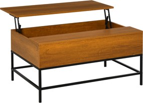 HOMCOM Zvedací konferenční stolek se skrytým úložným prostorem 90x60,5x45,5 cm Teak | Aosom