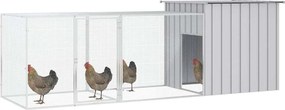 Klec pro kuřata šedá 300 x 91 x 100 cm pozinkovaná ocel 3106460