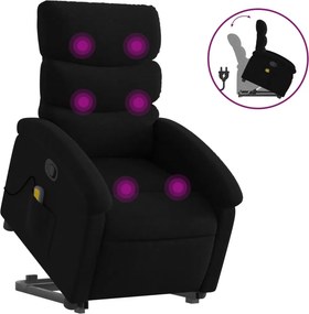 Zvedací masážní polohovací křeslo černé textil 3203992
