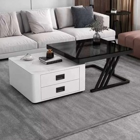 LuxuryForm DESIGN Konferenční stolek BOLT 70 × 70 / 60 × 60 cm – bílý / černý (set 2 ks)