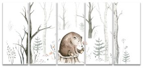Malvis ® Obraz Malovaný medvídek Velikost (šířka x výška): pětidílný obdélník - 100x45 cm