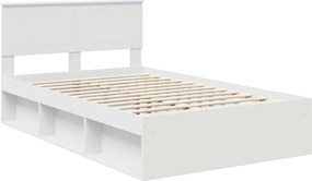 Rám postele s čelo Bílá 120 x 200 cm Masivní borové dřevo 3410618
