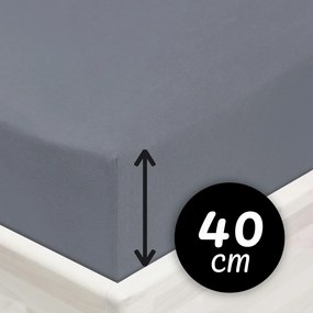 Jersey napínací prostěradlo na extra vysokou matraci JR-029 Antracitově šedé 90 x 200 - výška 40 cm
