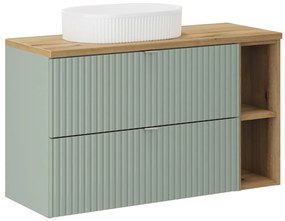 Comad Koupelnová skříňka s deskovým umyvadlem SET-LRG B OAK 100 zelená/dub coast evoke