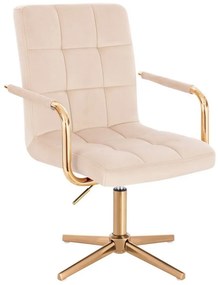 LuxuryForm DESIGN Otočná židle VERONA GOLD VELUR na zlatém kříži - krémová