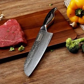 Kuchyňský Santoku nůž 7" Sunnecko 73 vrstev damaškové oceli