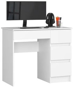 Počítačový stůl A-7 pravá - bílá/bílá lesk