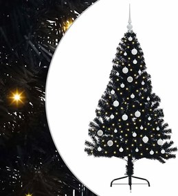 Umělý osvětlený vánoční stromeček Černá 150 cm PVC 3397131
