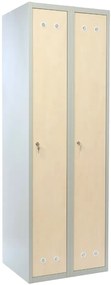 Rauman Kovová šatní skříň s dřevěnými dveřmi, 60 x 50 x 180 cm, cylindrický zámek - javor
