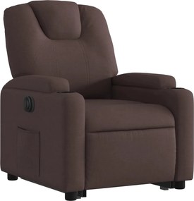 Elektrické zvedací polohovací křeslo tmavě hnědé textil 3204397