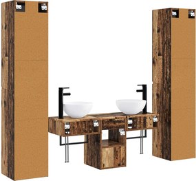 Sada koupelnového nábytku 5 ks Staré dřevo 33 x 34,5 x 160 cm 3406011