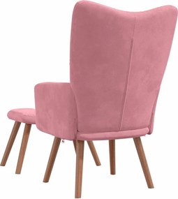 Relaxační křeslo se stoličkou růžové samet 328066