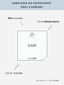 Samolepka na kořenky KARI bílá 5 × 5 cm základní písmo