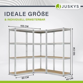 Juskys Sada tří kovových regálů Corner a Easy Barva: stříbrná
