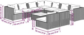 vidaXL 10dílná zahradní sedací souprava s poduškami polyratan [3102425] Barva: Černá