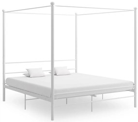 Rám postele s nebesy bílý kovový 200 x 200 cm 325070