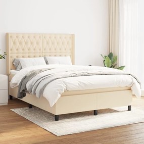 Box spring postel s matrací krémová 140x190 cm textil,  3131670