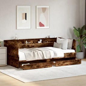 Válenda se zásuvkami bez matrace kouřový dub 90 x 200 cm 3280850
