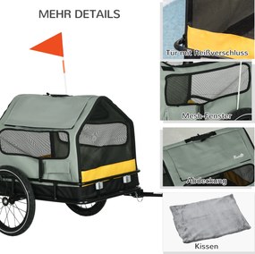 Přívěs pro psy PawHut 3 v 1, přívěs na kolo s odrazkami pro malé psy do 10 kg, Oxford Grey |