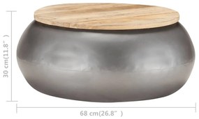 Konferenční stolek šedý 68 x 68 x 30 cm masivní mangovník - Default Title