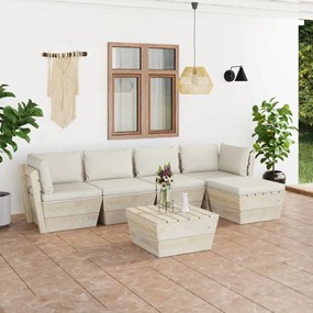 vidaXL 6dílná zahradní sedací souprava z palet + podušky smrkové dřevo [3063508] Barva: krémová