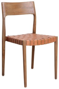 Moderní jídelní židle s koženým výpletem FREYA BROWN
