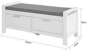 Sobuy FSR74-W Lavice Šatna lavice Lavice na boty Bílá 100x40x40cm