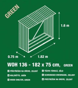 Přístřešek na dřevo  G21 - 136 x 182 x 75 cm, zelený *N