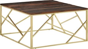 vidaXL Konferenční stolek nerezová ocel a masivní dřevo [349958] Barva: zlatá