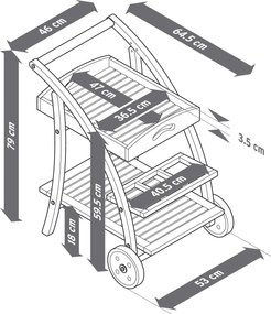 Tchibo - Barový vozík s odnímatelným podnosem - barva: hnědá
