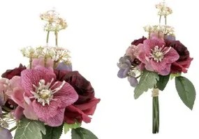 Autronic Puget umělých květin, mix horzenzie, vlčího máku a růže. KUY007-RED