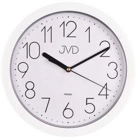 Bílé nástěnné netikající tiché hodiny JVD sweep HP612.1