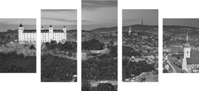5-dílný obraz večer v Bratislavě v černobílém provedení Varianta: 100x50