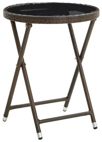 Čajový stolek hnědý 60 cm polyratan a tvrzené sklo 310560