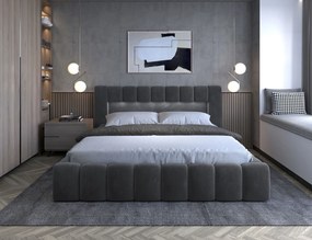 Dvoulůžková postel LAMICA II 180x200 s LED osvětlením Monolith 85 šedá
