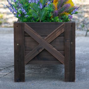 Outsunny Zahradní Truhlík z Masivního Dřeva Obdélníkový s Vysokými Nohy a 2 Odtokovými Otvory pro Květiny a Rostliny 100x36,5x36 cm Hnědý