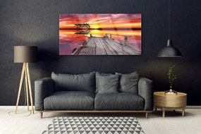 akrylový obraz Molo Jezero Architektura 120x60 cm