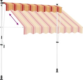 vidaXL Ručně zatahovací markýza 350 cm pruhy [42037063] Barva: oranžová a hnědá