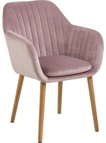 Sametová židle's područkami a dřevěnými nohami Emilia