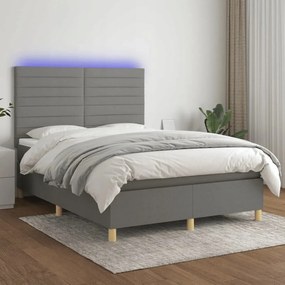 Fionshop 264254276 Box spring postel s matrací a Led tmavě šedá 140x190 c