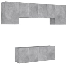 6dílná obývací stěna betonově šedá kompozitní dřevo - Default Title